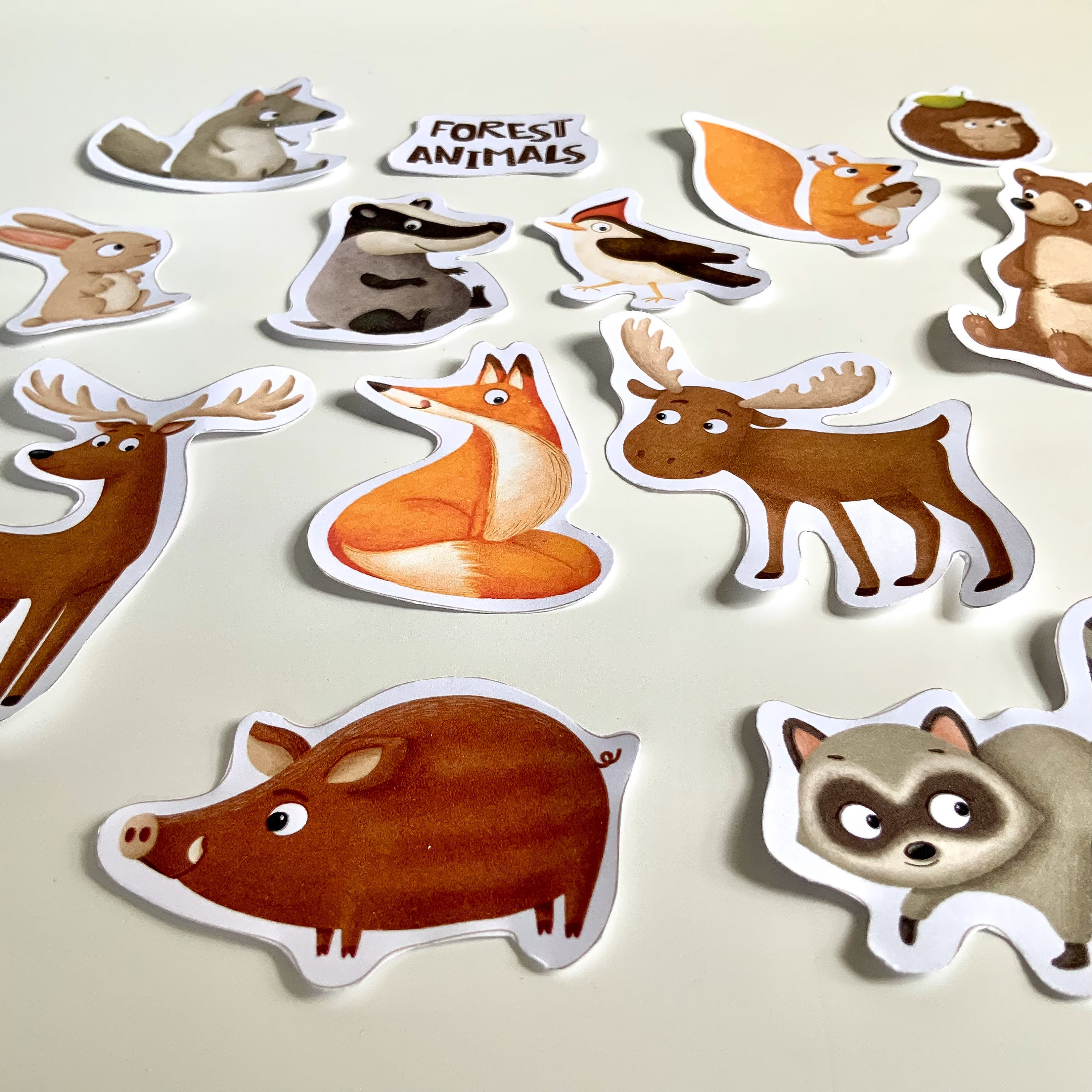 Printable Woodland Animals Stickers Set. Doodle Cute Illustrations ...