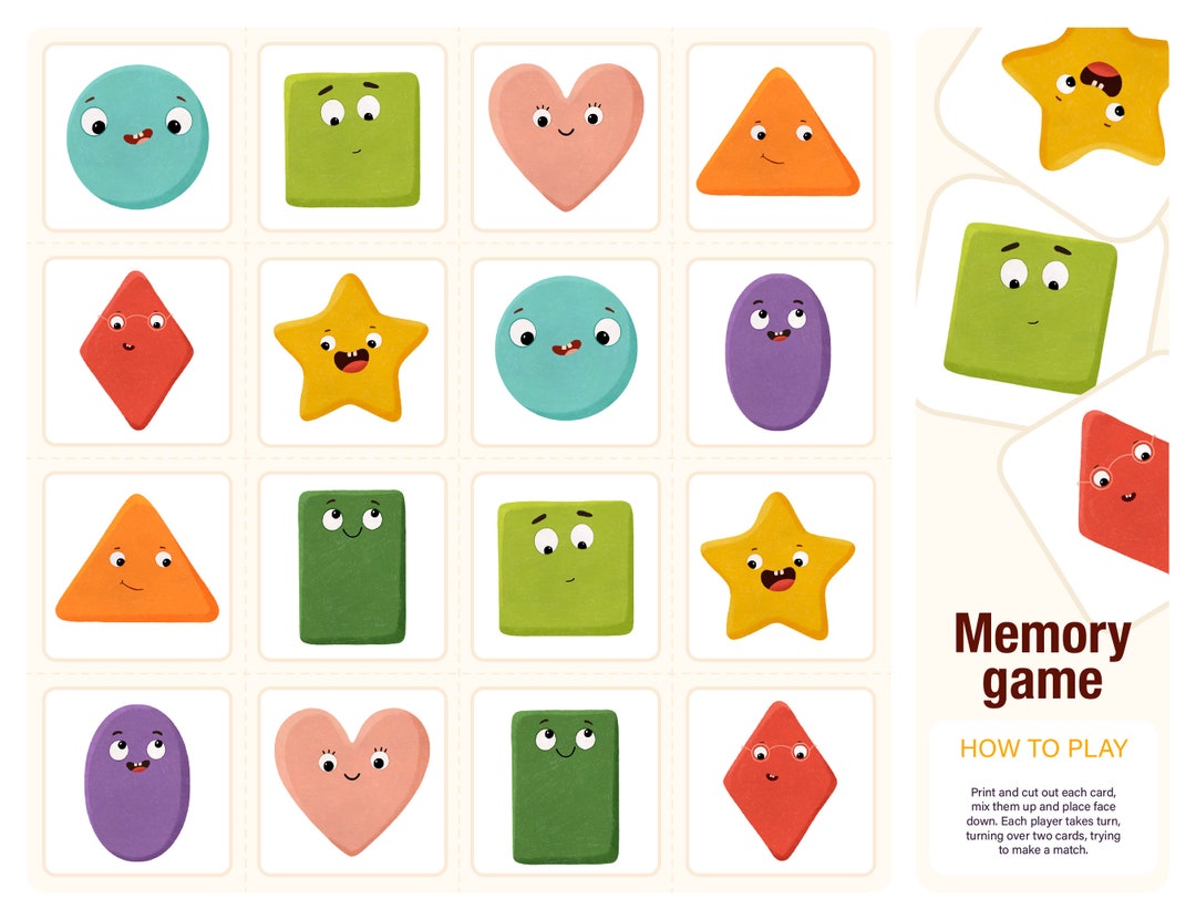 Printable Memory Cards for Kids With Shapes. Montessori - Etsy