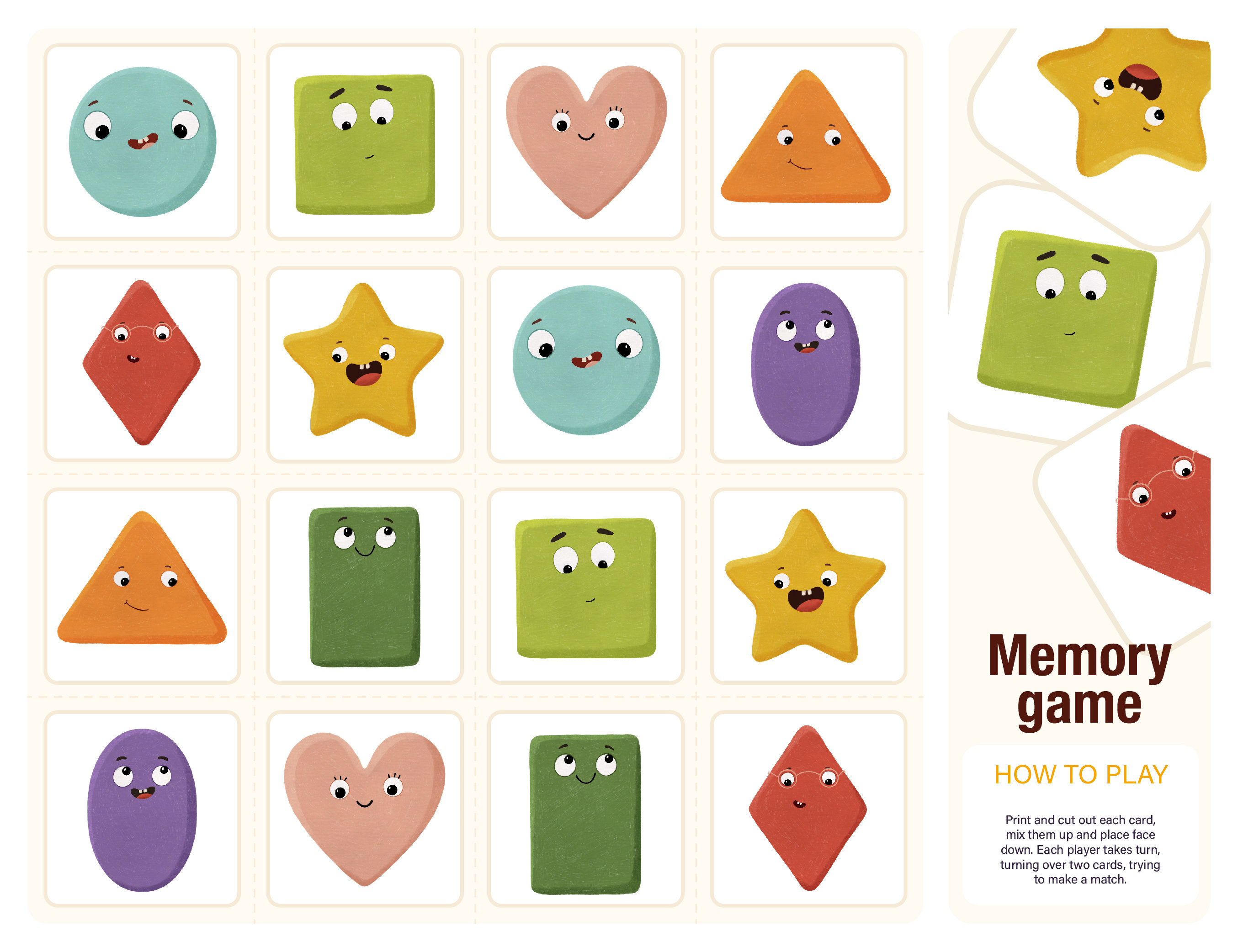 Printable Memory Cards for Kids With Shapes. Montessori - Etsy