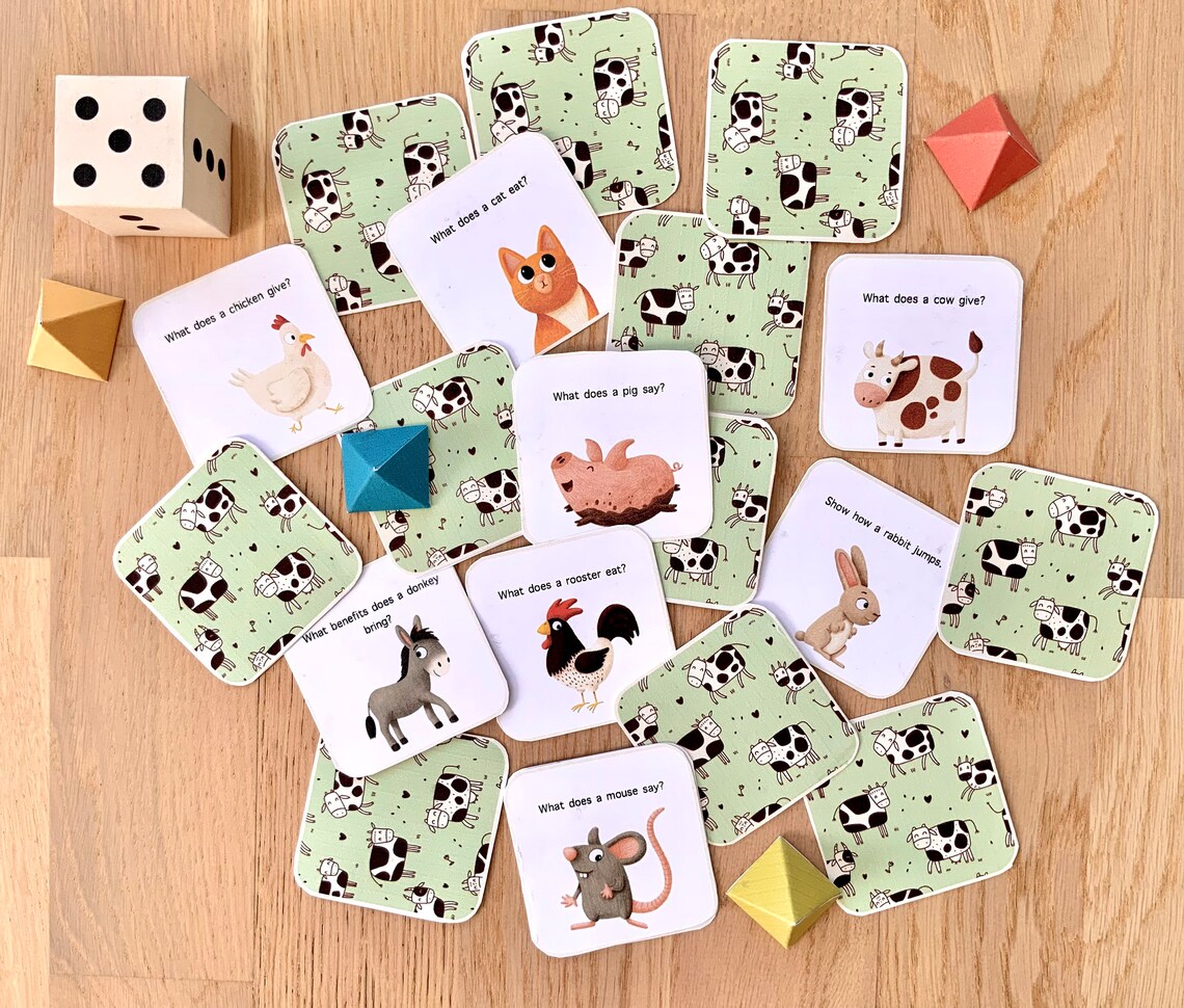 Board Game for Kids. Farm Animals. Who is Faster? First Board Game for ...