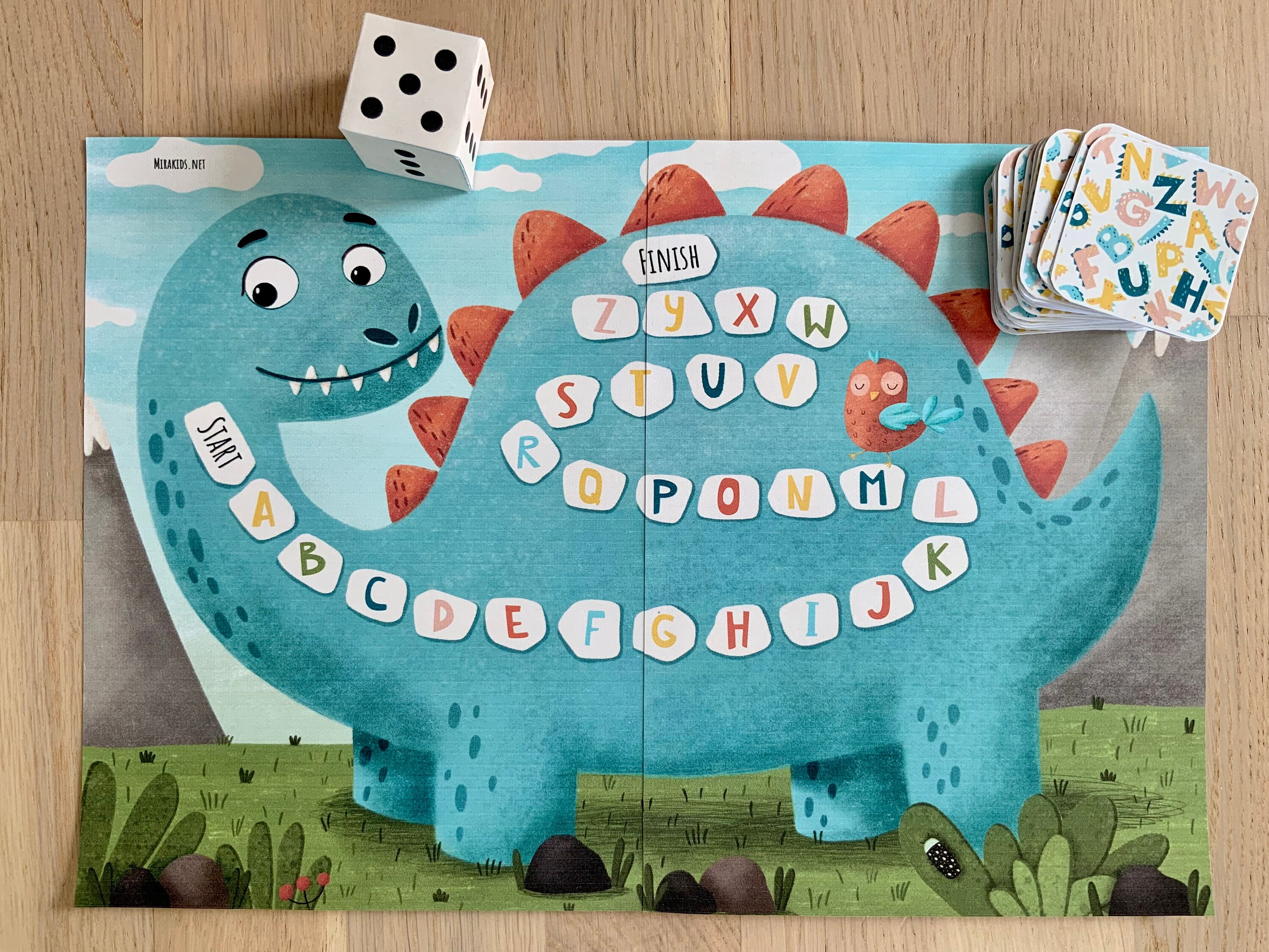 Board Game for Kids. Little Dino and Alphabet. Who is Faster? First ...