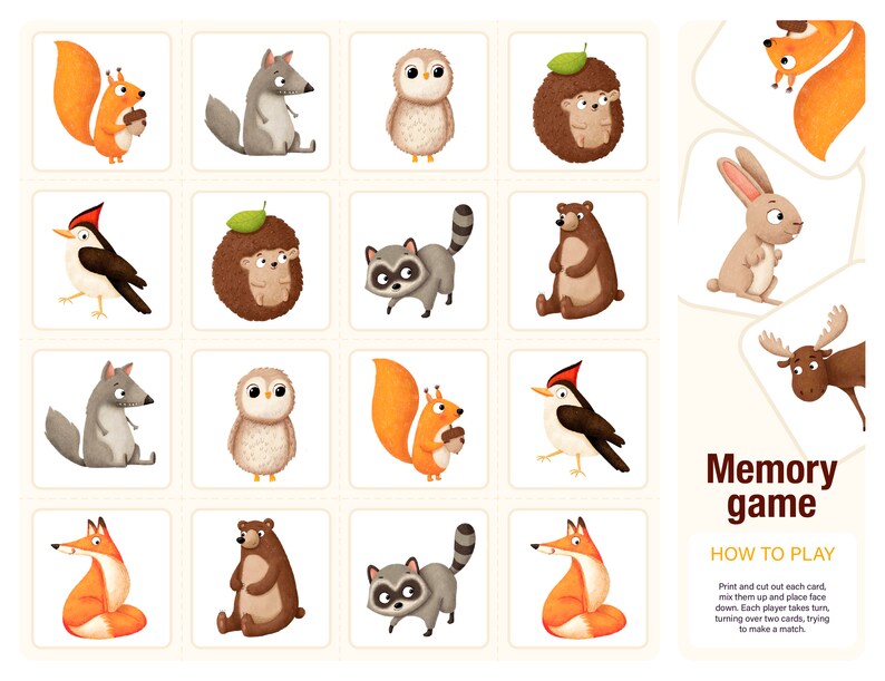 Forest Animals Memory Game: Montessori Toddler Activity (PDF File) - Etsy