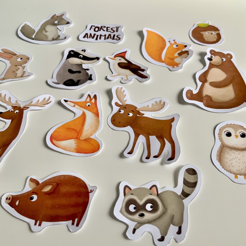 Printable Woodland Animals Stickers Set. Doodle Cute Illustrations ...