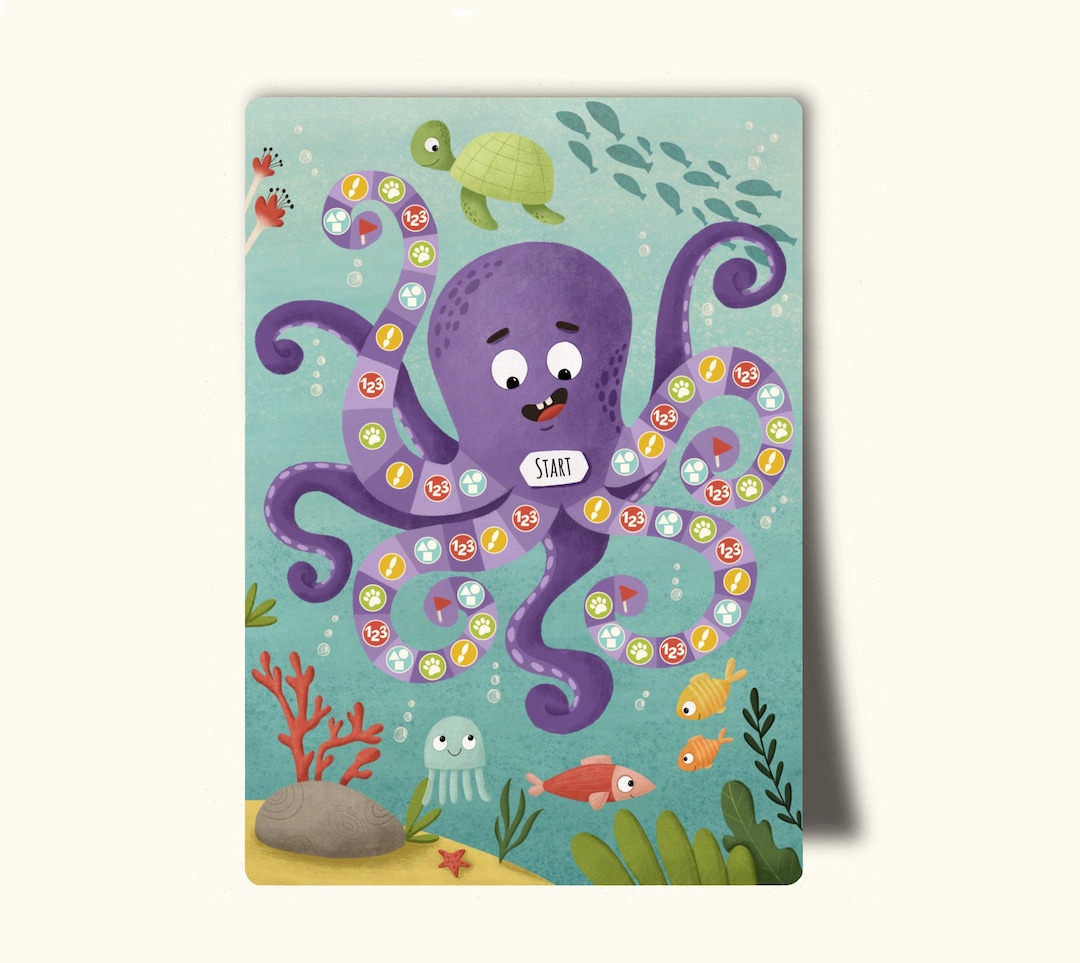 Board Game for Kids. Smart Octopus. Numbers, Shapes, Colors, Animals ...