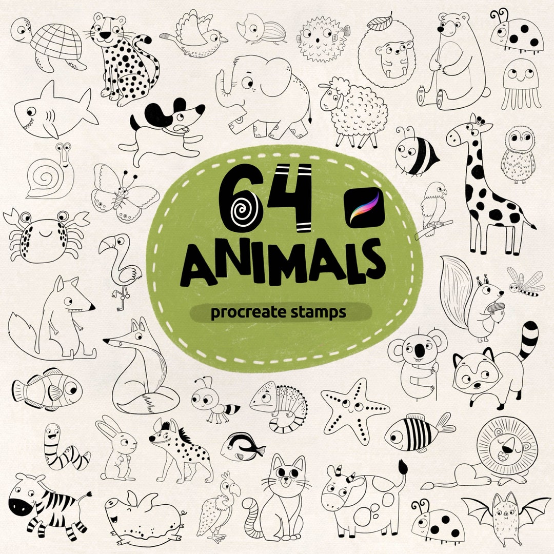 Procreate Animal Stamp Brushes Set (64 Pack) - Etsy