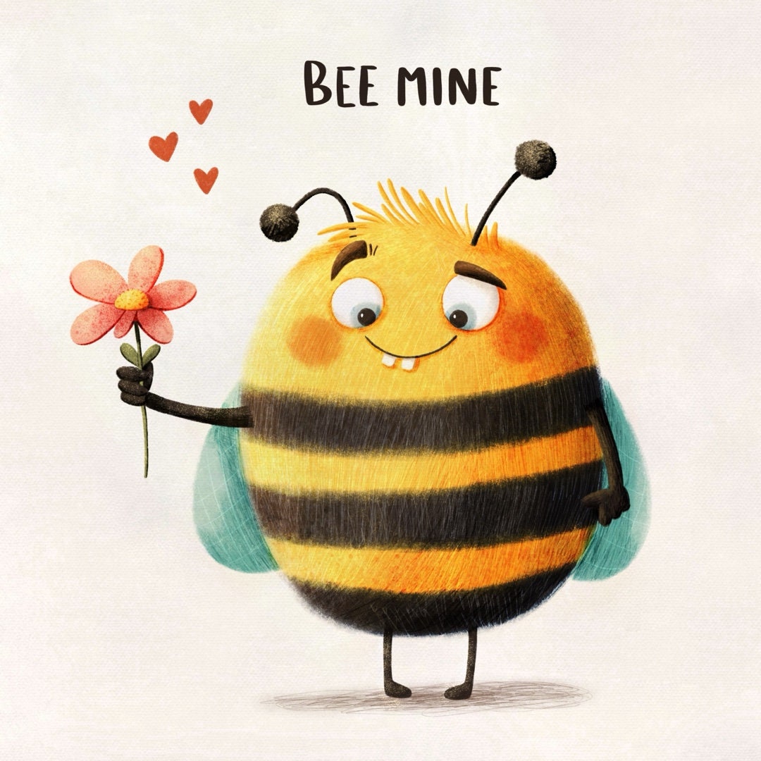 Printable Fantasy Bee Greeting Card - "bee Mine” DIY Digital Card ...