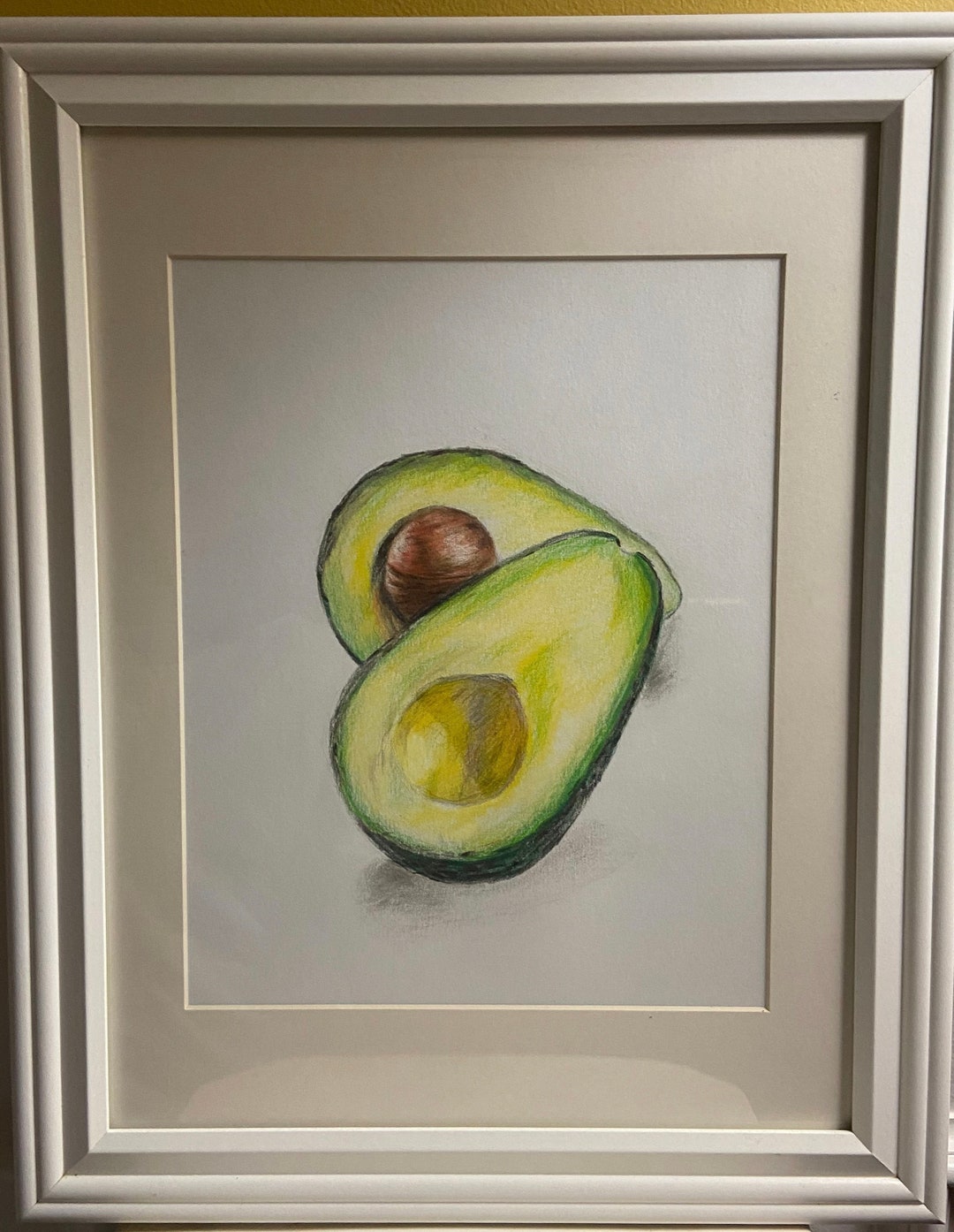 Framed Avocado Drawing: Colored Pencil Art - Etsy