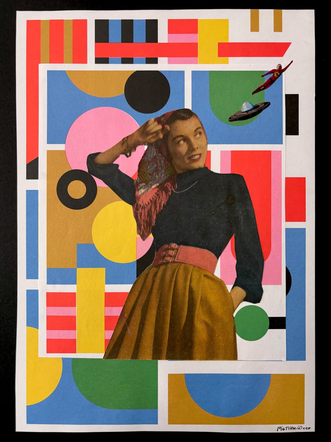 Analog Paper Collage Artwork "flower Power" Popart Fun Wall Deco ...