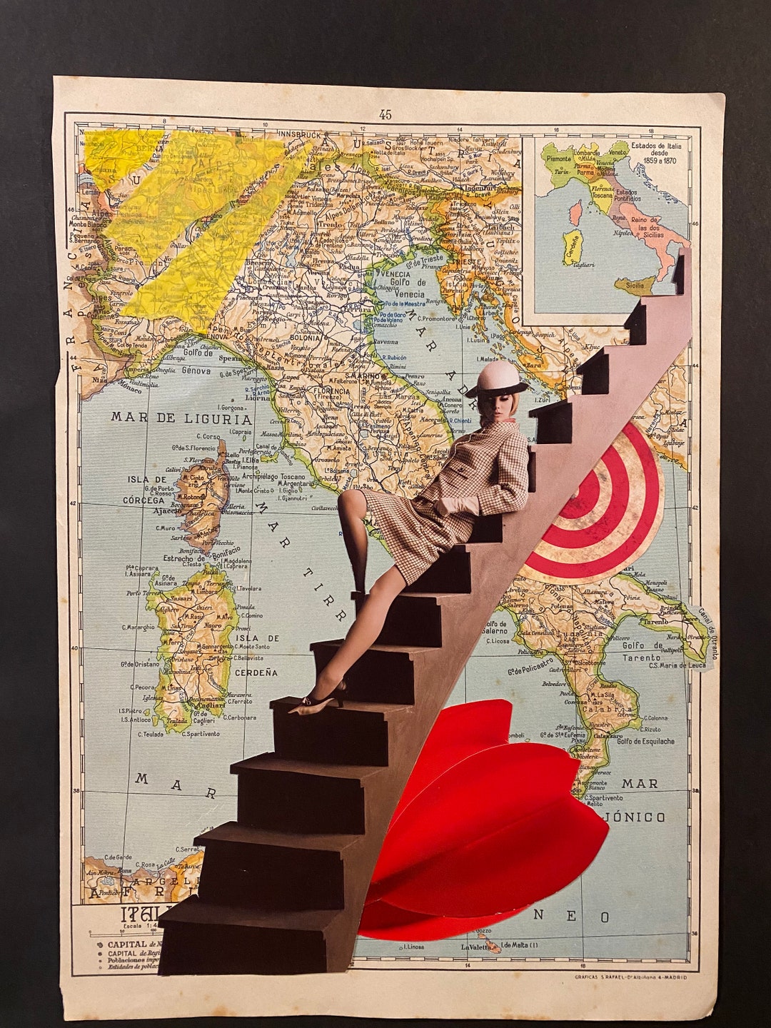 Cool Retro Paper Collage Art Work le Scale - Etsy