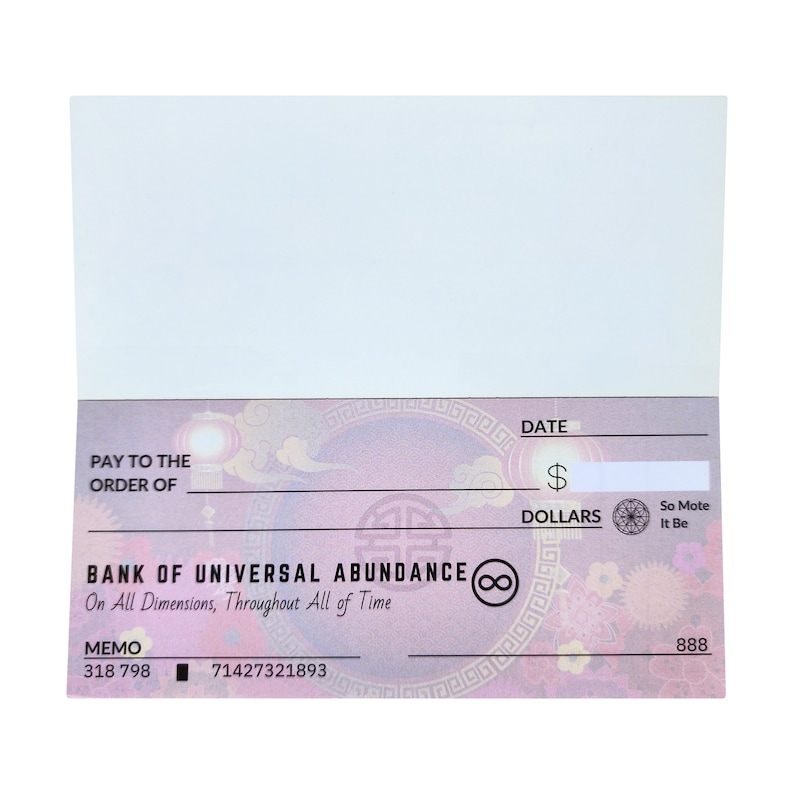 Chinese Prosperity Symbol Checkbook Manifestation Checks - Etsy