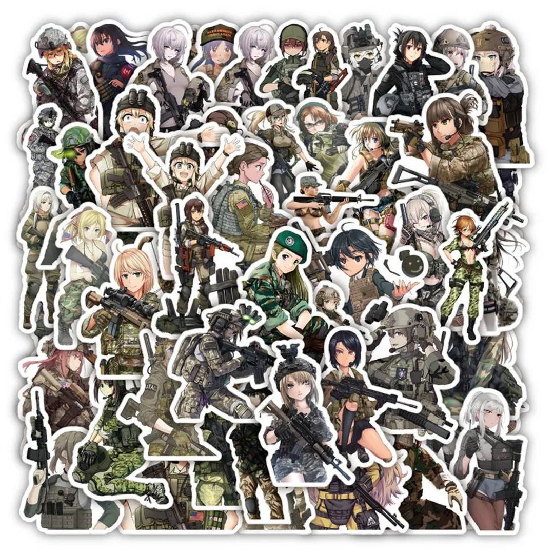 Anime Military Girl Sticker ~ Army Girl Vinyls ~ Anime Decals ~ Anime ...
