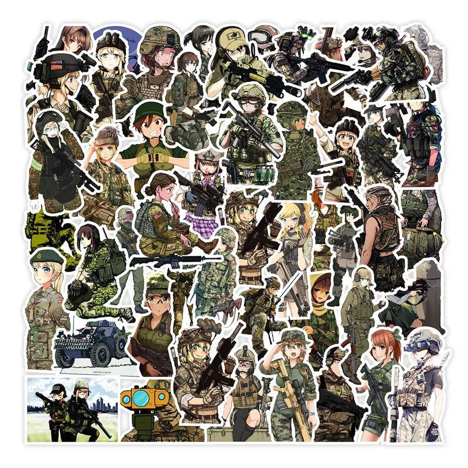 Anime Military Girl Sticker ~ Army Girl Vinyls ~ Anime Decals ~ Anime ...