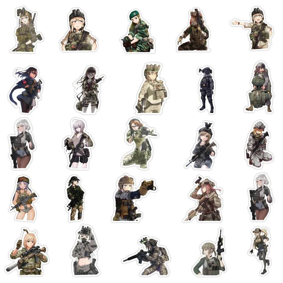 Anime Military Girl Sticker ~ Army Girl Vinyls ~ Anime Decals ~ Anime ...