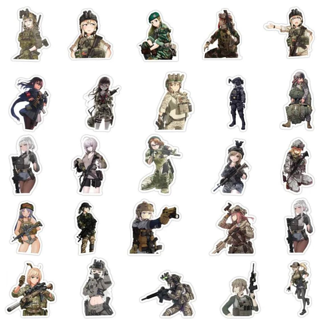 Anime Military Girl Sticker Army Girl Vinyls Anime Decals Anime Soldier ...