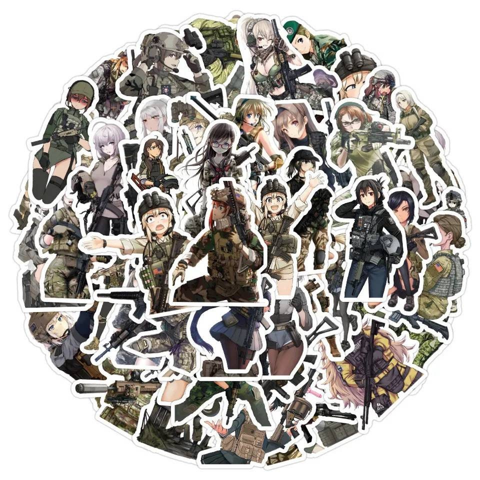Anime Military Girl Sticker ~ Army Girl Vinyls ~ Anime Decals ~ Anime ...