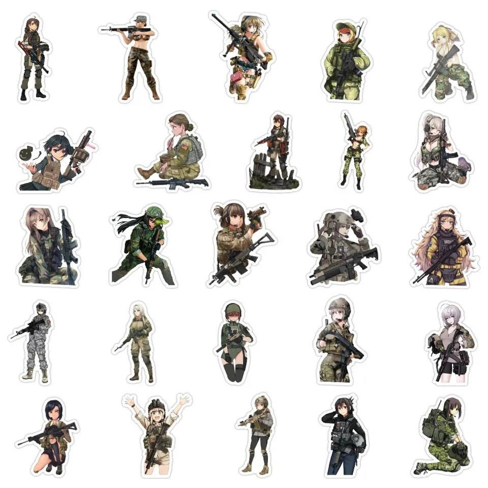 Anime Military Girl Sticker ~ Army Girl Vinyls ~ Anime Decals ~ Anime ...