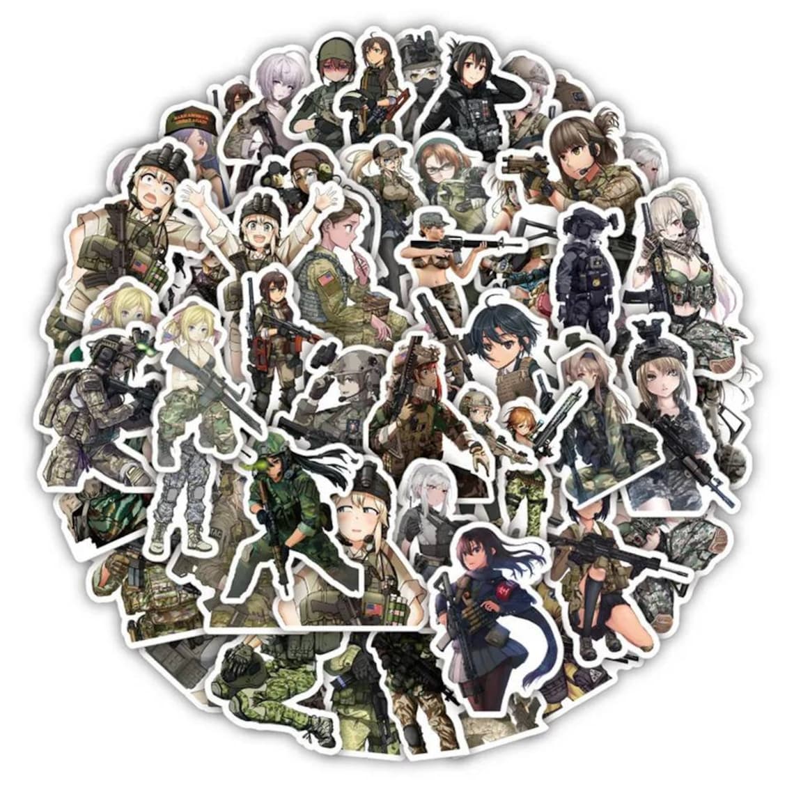 Anime Military Girl Sticker ~ Army Girl Vinyls ~ Anime Decals ~ Anime ...