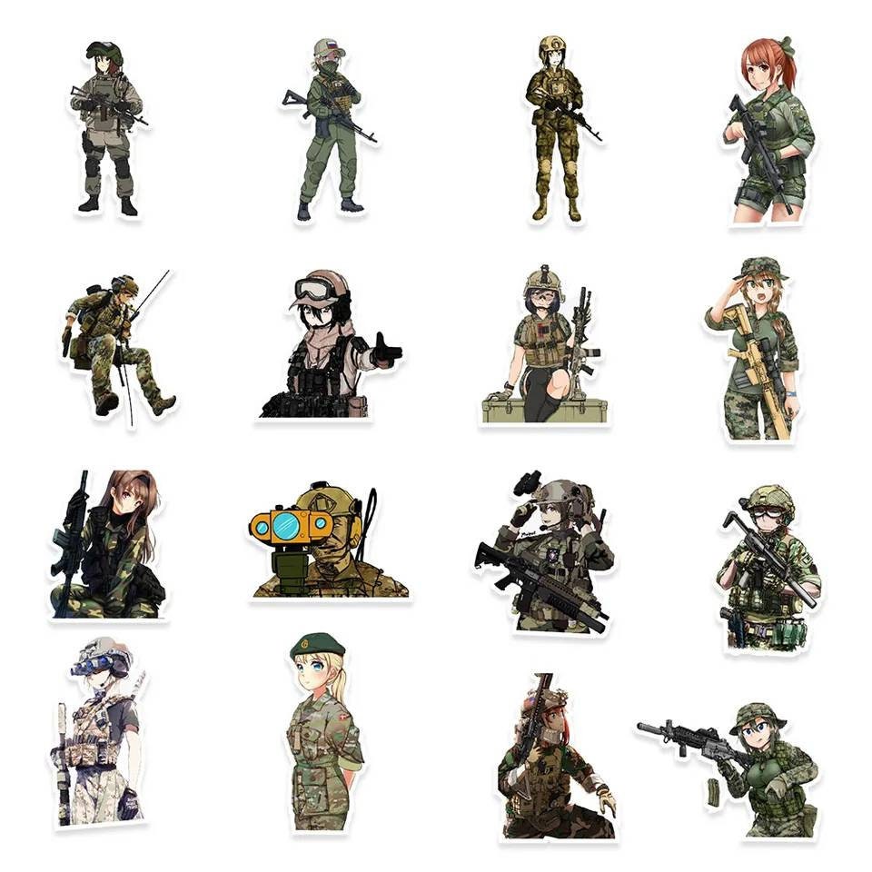 Anime Military Girl Sticker ~ Army Girl Vinyls ~ Anime Decals ~ Anime ...