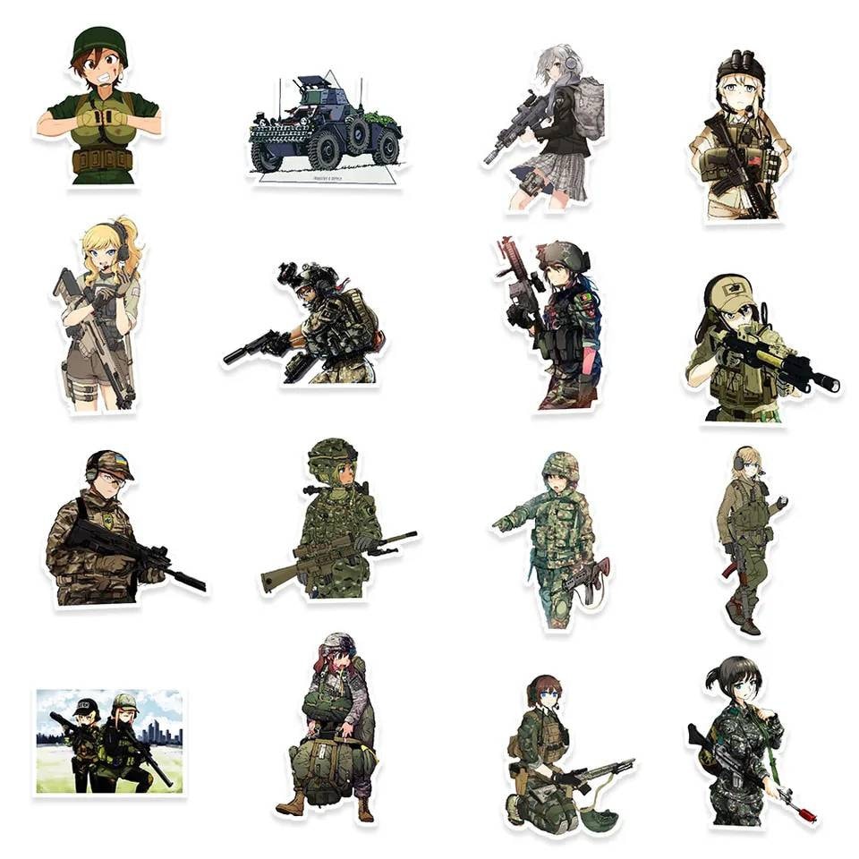Anime Military Girl Sticker ~ Army Girl Vinyls ~ Anime Decals ~ Anime ...