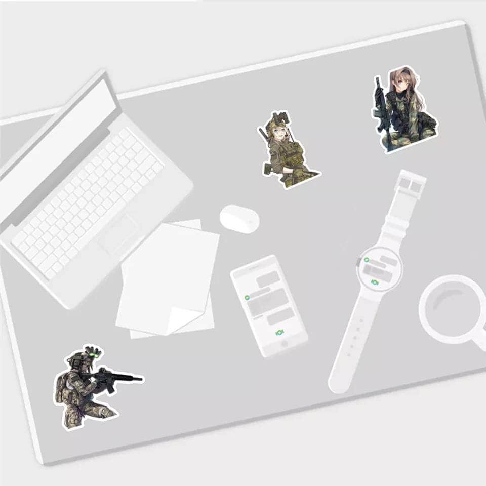Anime Military Girl Sticker ~ Army Girl Vinyls ~ Anime Decals ~ Anime ...