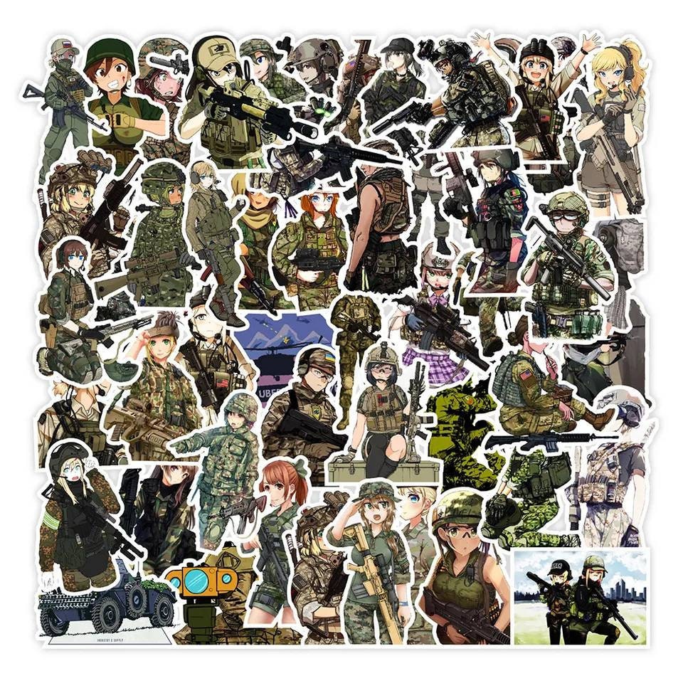 Anime Military Girl Sticker ~ Army Girl Vinyls ~ Anime Decals ~ Anime ...