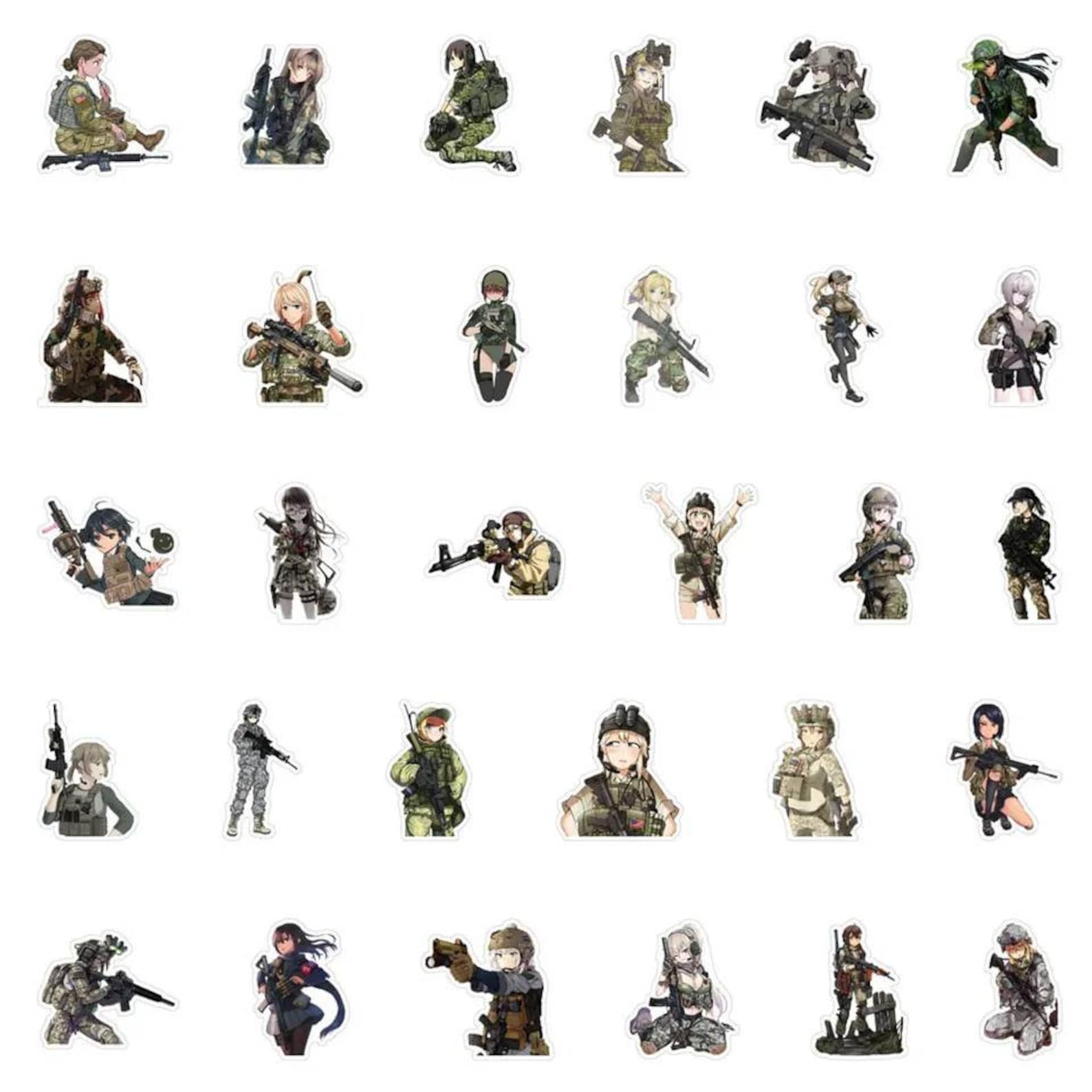 Anime Military Girl Sticker ~ Army Girl Vinyls ~ Anime Decals ~ Anime ...