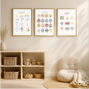 Preschool Learning Posters Set – Weather, Feelings & Shapes (digital ...