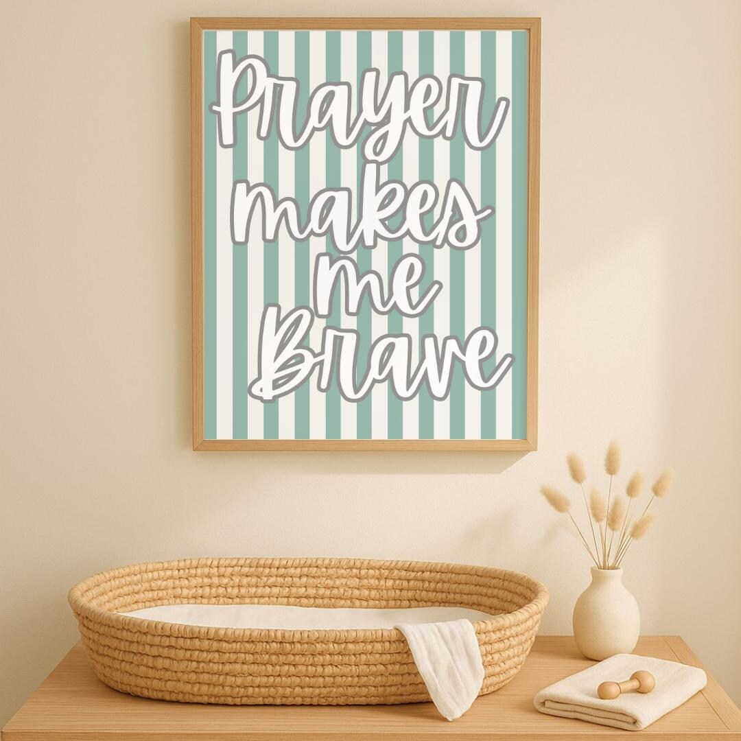Christian Nursery Print: Prayer Makes Me Brave, Kids Room Decor ...