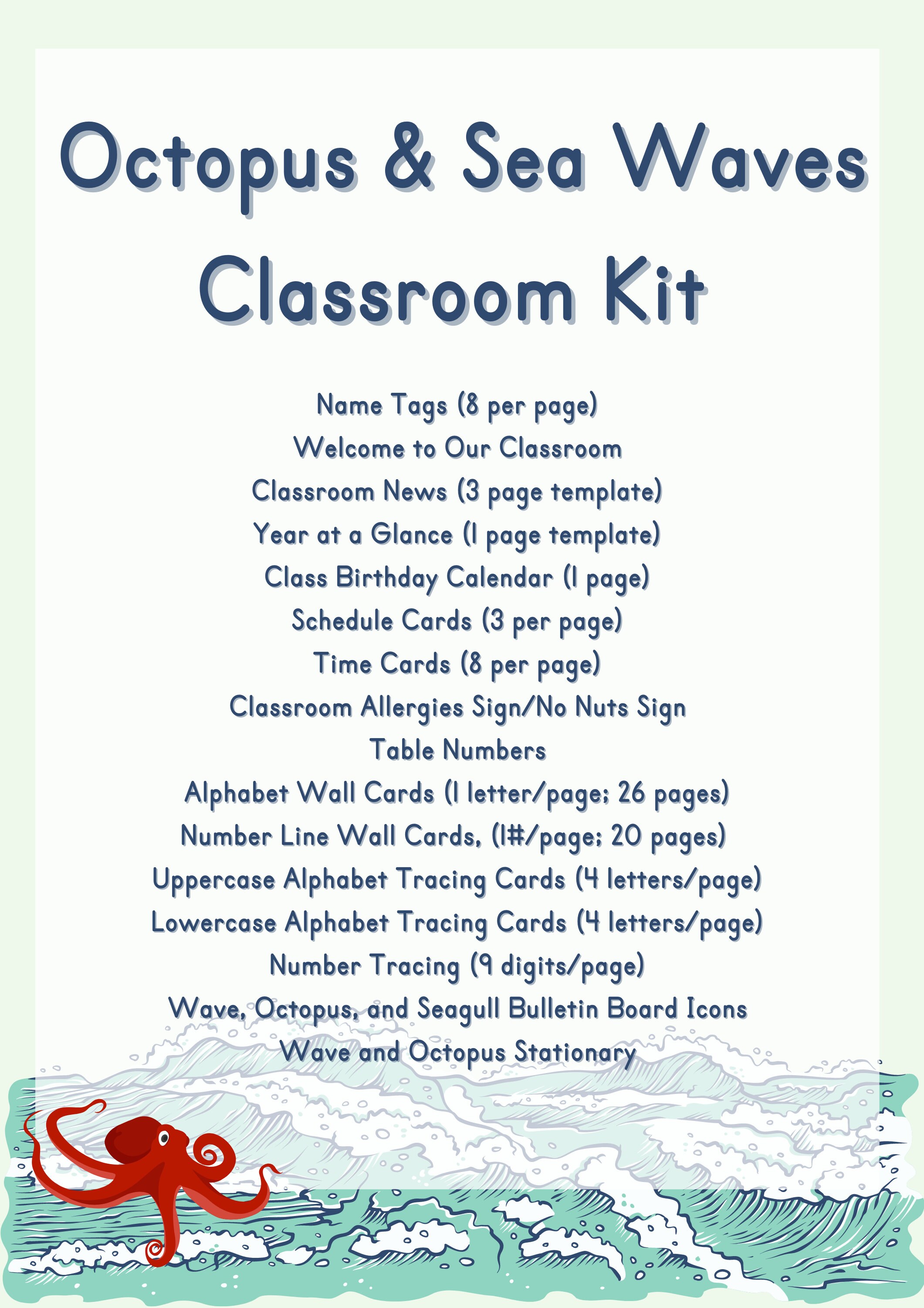 Printable Ocean Classroom Kit for Elementary or Preschool With Number ...