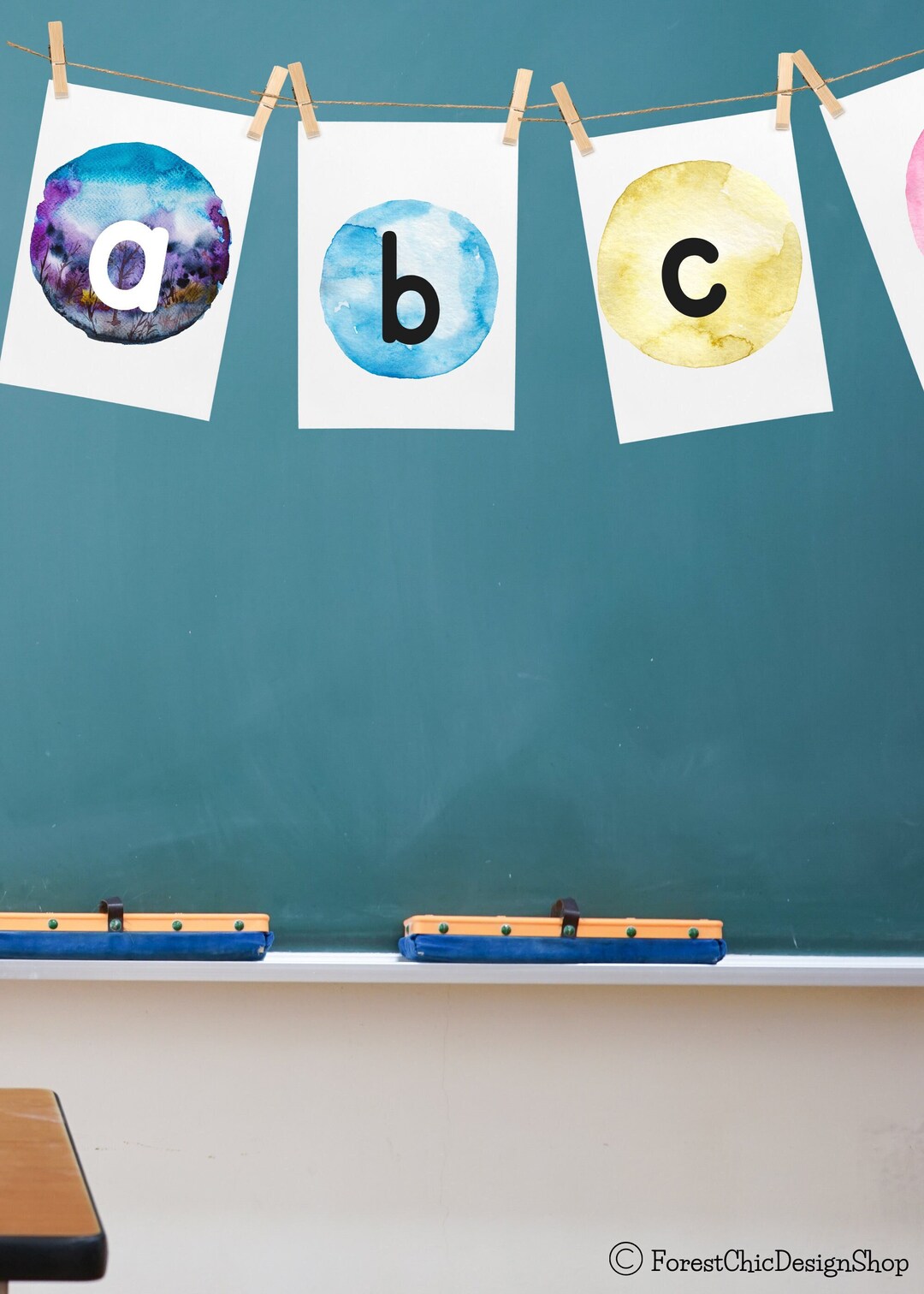 Printable Watercolor Alphabet Display for Classroom, Nursery Wall Art ...