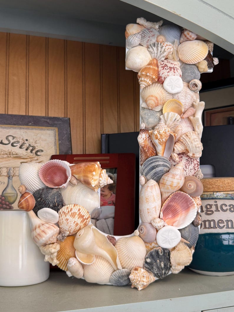 Custom Seashell Letter: 13" Coastal Wall Art, Beach Nursery Decor - Etsy