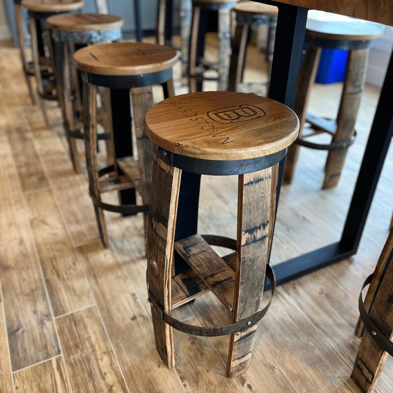 Whiskey Barrel Bar Stools - Etsy