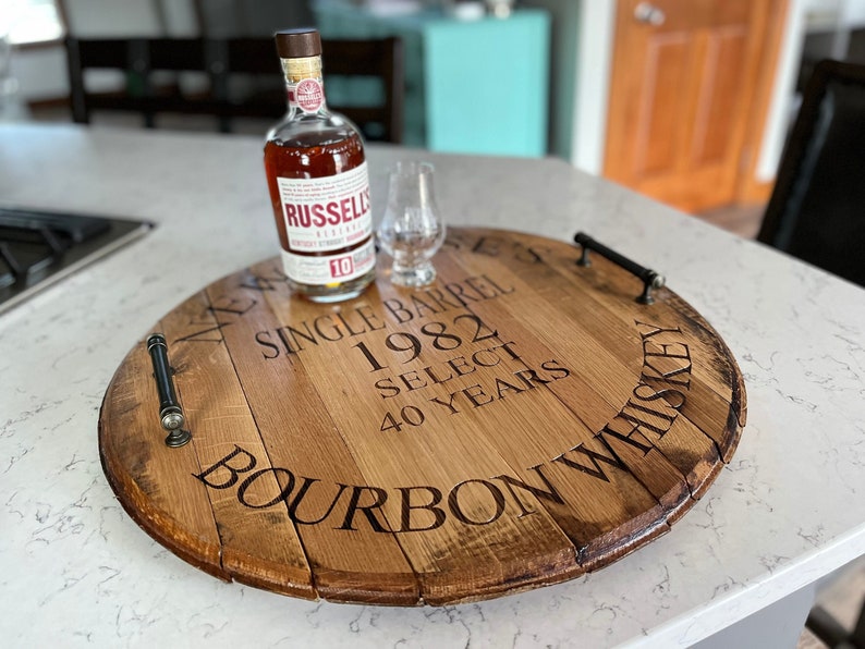 Bourbon Barrel Lid Serving Tray With Personalized Laser Engraving and ...