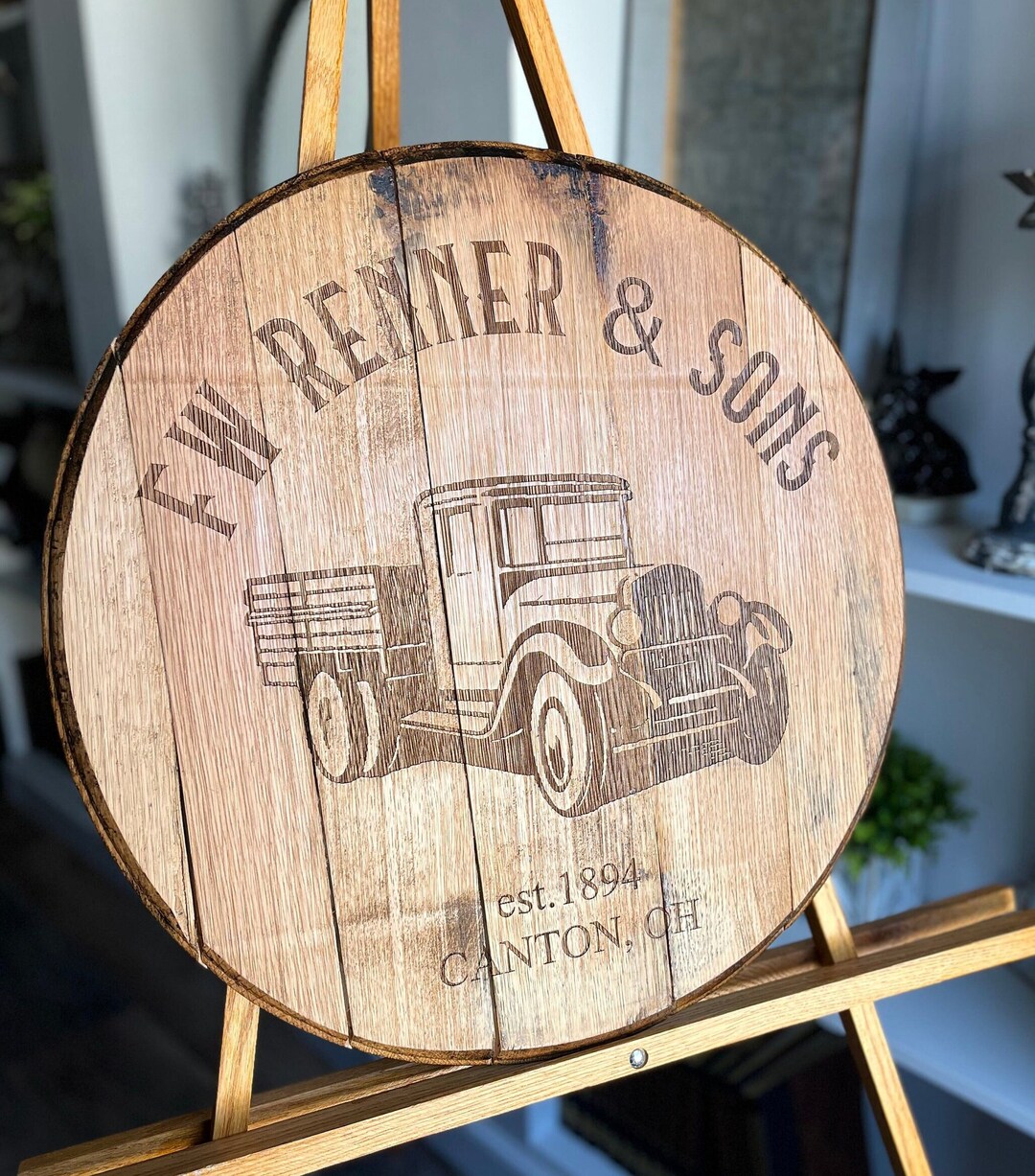 Bourbon Barrel Sign With Custom, Laser Engraved Design - Etsy