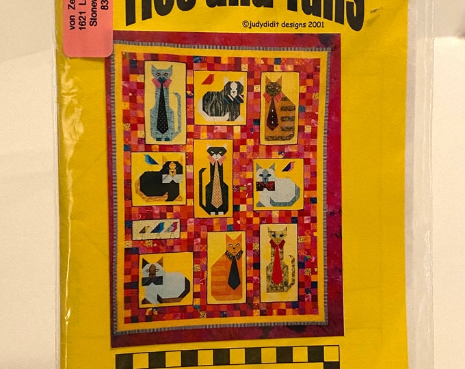 Ties and Tails Pattern by Judy Did It Design Whimsical Cats - Etsy