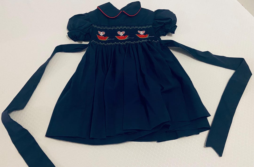 Mouse Eating Watermelon Smocked Cotton Dress , Size 2 Label. - Etsy