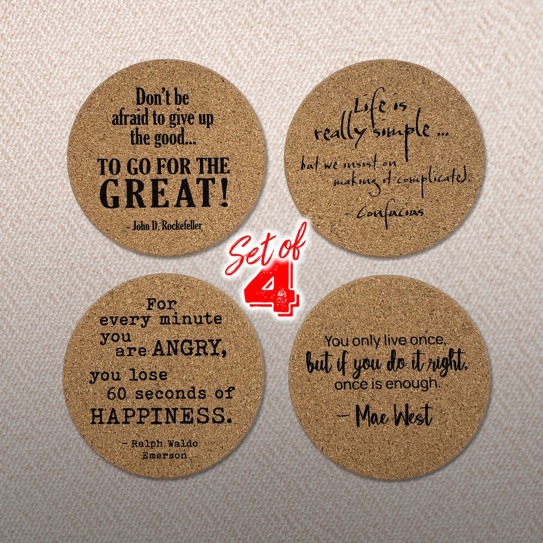 Inspirational Quote Coasters / Wise Sayings / Famous Quotes / 4 Round ...