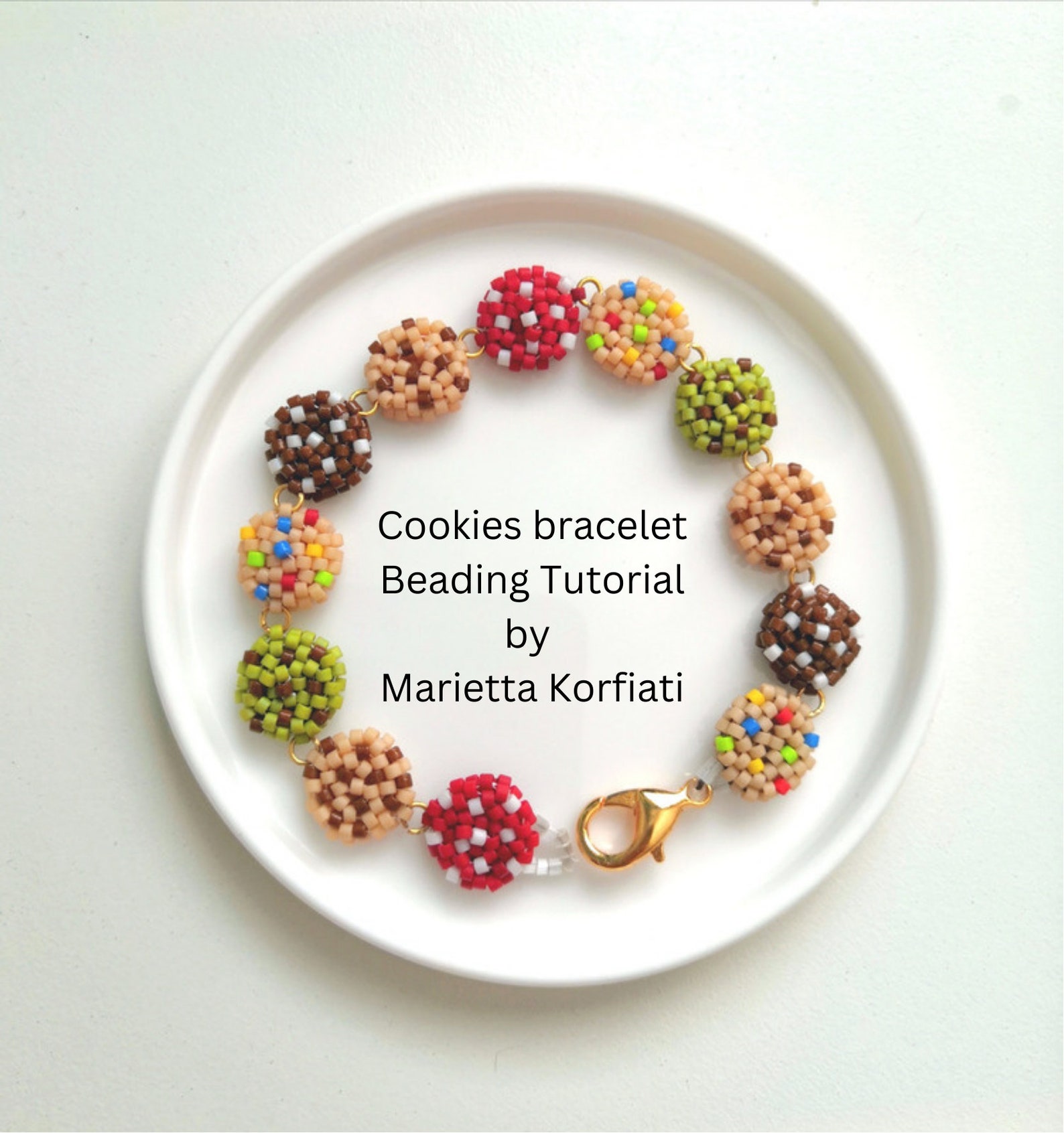 Cookies Bracelet Beading Tutorial, 3D Miniature Food Pattern, Cute ...