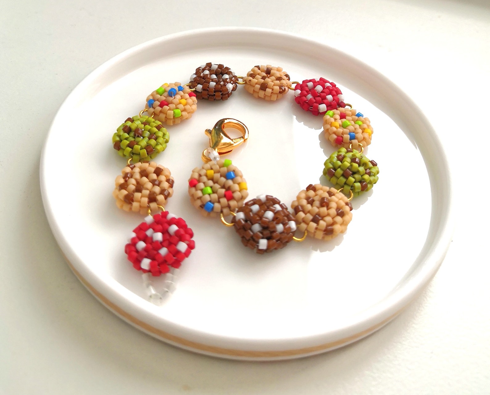 Cookies Bracelet Beading Tutorial, 3D Miniature Food Pattern, Cute ...