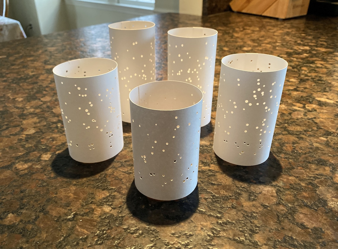 Elegant Cylinder Star Luminaries for LED Votive Candles. Set of 5 ...