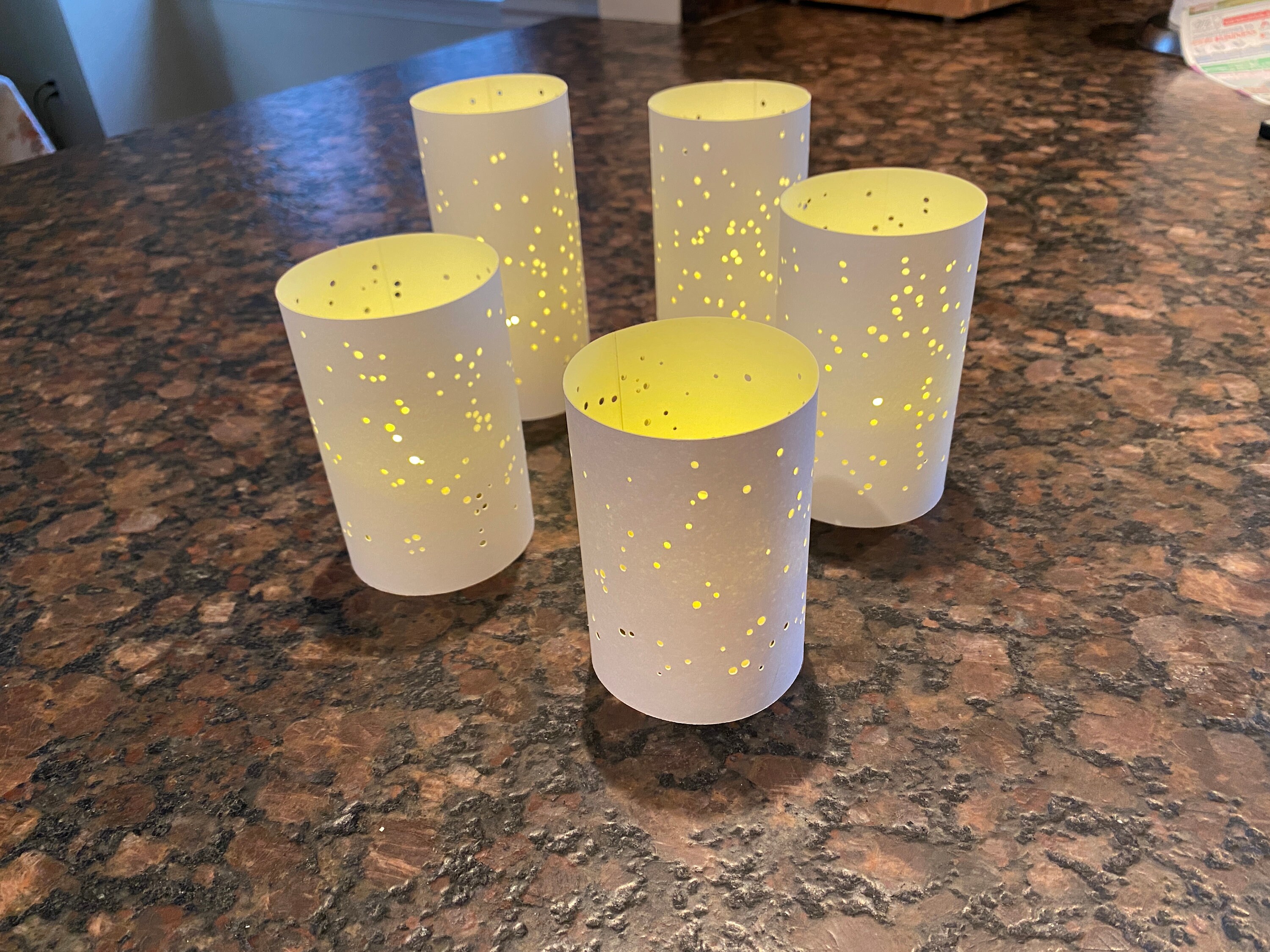 Elegant Cylinder Star Luminaries for LED Votive Candles. Set of 5 ...