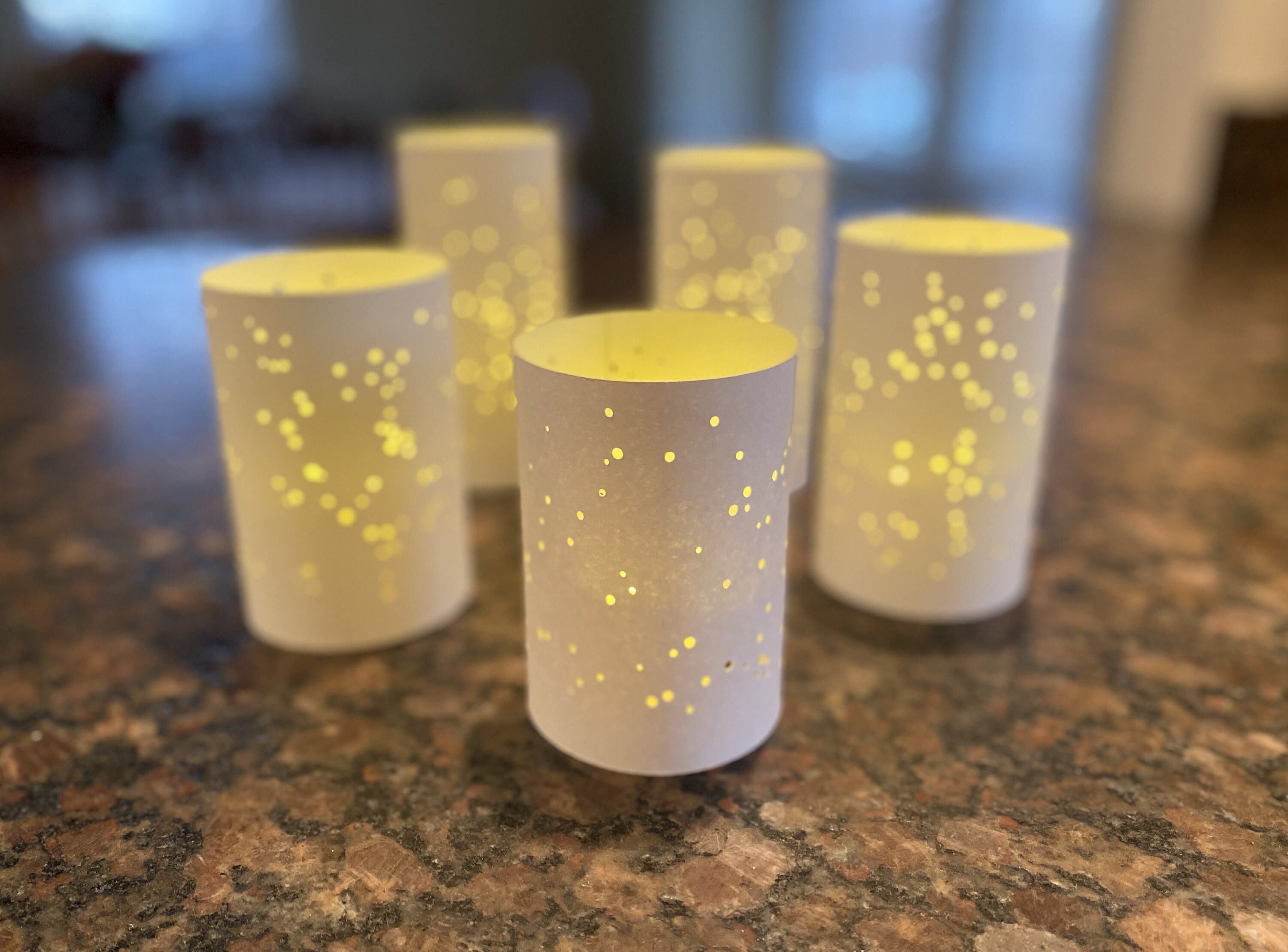 Elegant Cylinder Star Luminaries for LED Votive Candles. Set of 5 ...