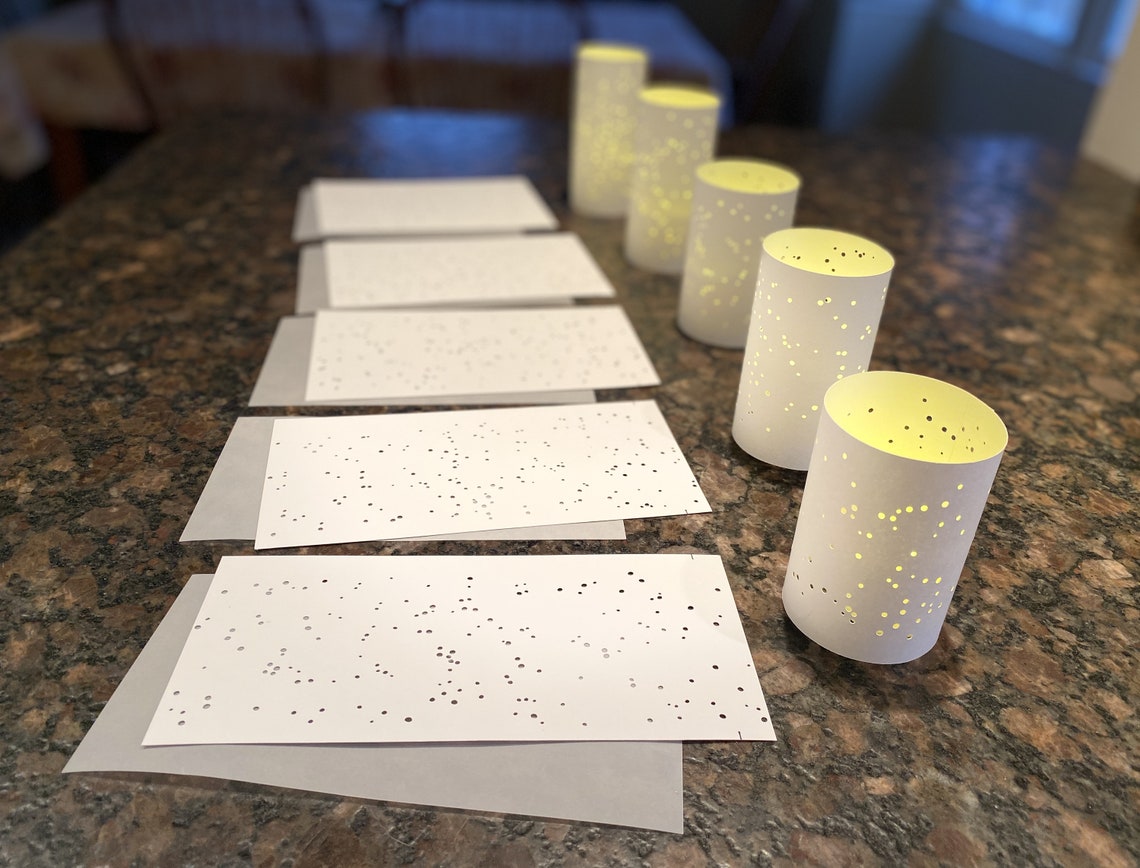 Elegant Cylinder Star Luminaries for LED Votive Candles. Set of 5 ...