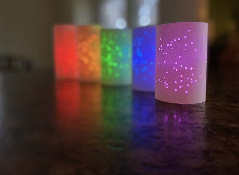 Elegant Cylinder Star Luminaries for LED Votive Candles. Set of 5 ...