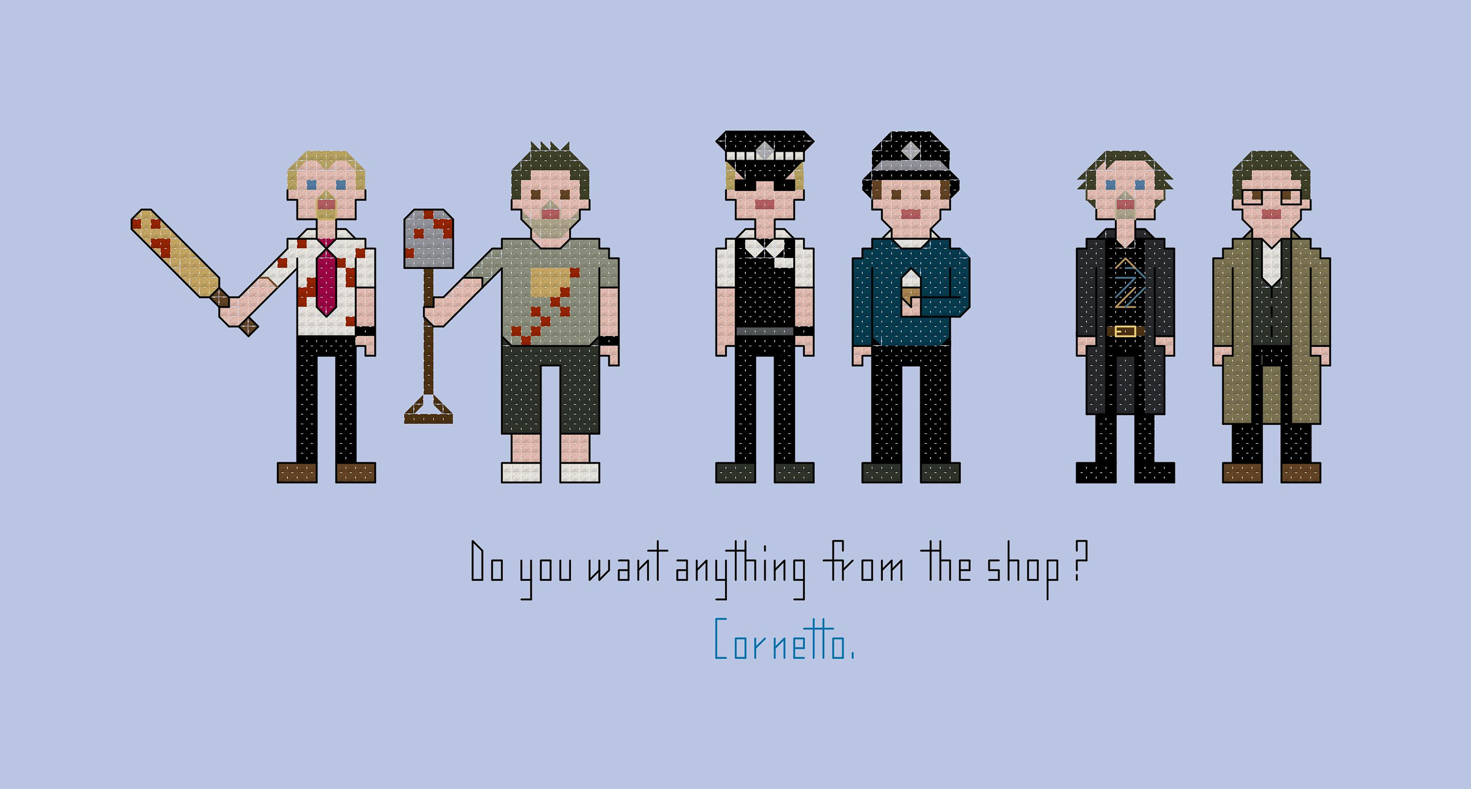 Parody Cornetto Trilogy (three Flavours Cornetto Trilogy) Cross Stitch ...