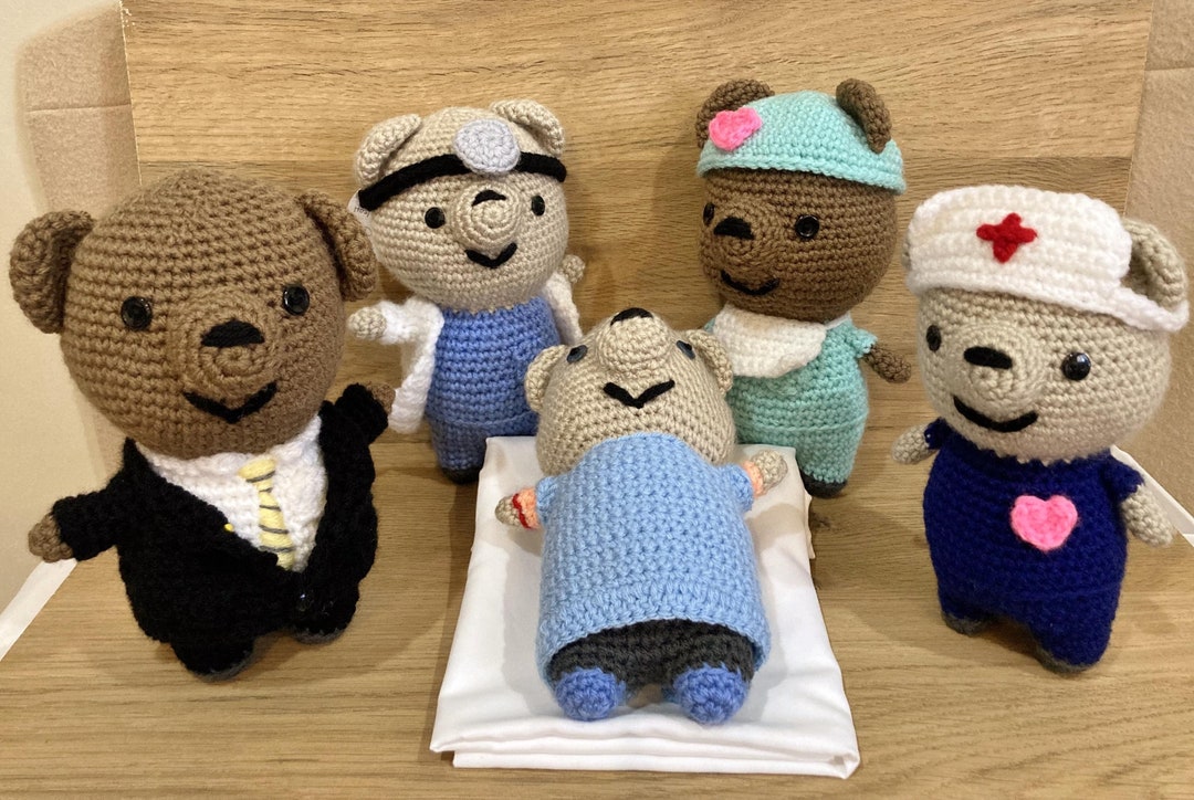 Handmade Crocheted Doctor in Suit, Doctor in Scrubs, Surgeon, Nurse, Patient, Medical Personal ...