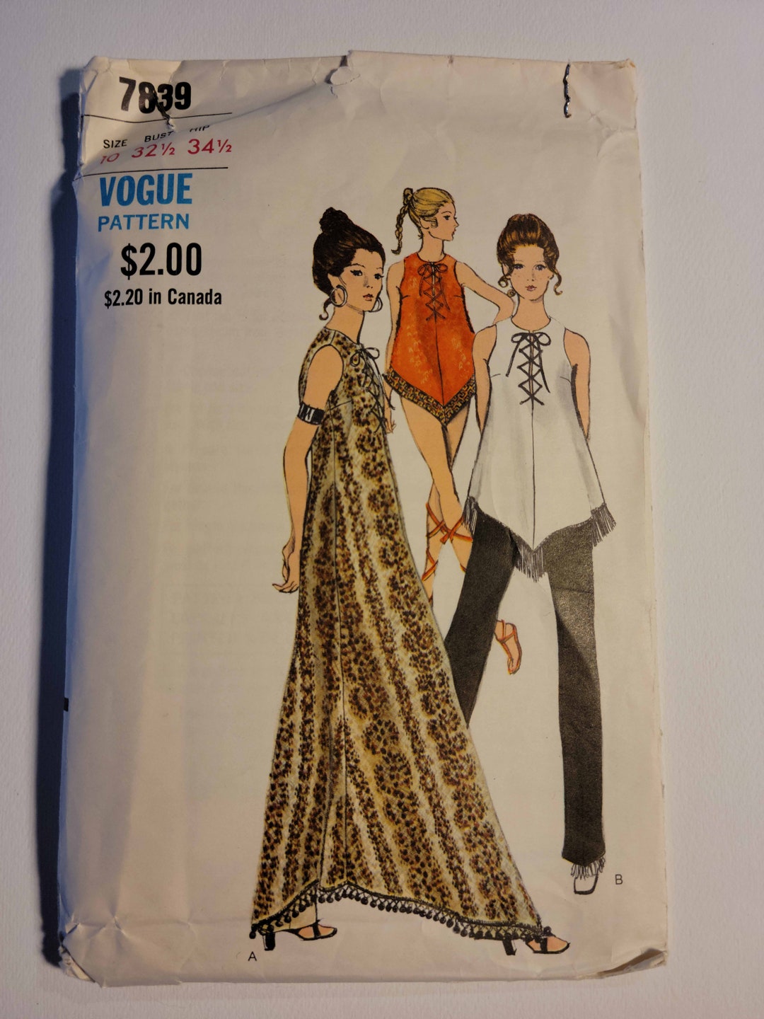 Vintage Vogue 7839; Ca. 1970; Misses' Dress or Top and Pants Size 10 - Etsy