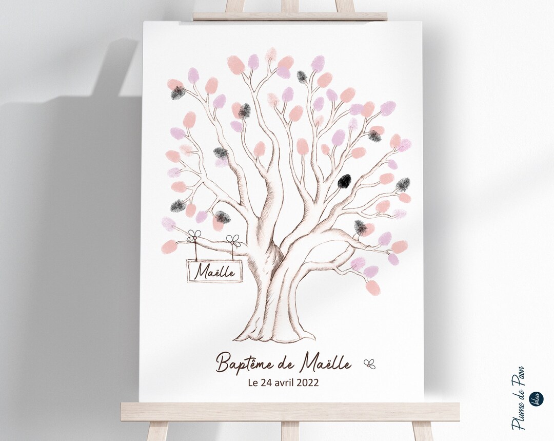 Personalized Fingerprint Tree | Poster or Framed Print | Guest Book for ...