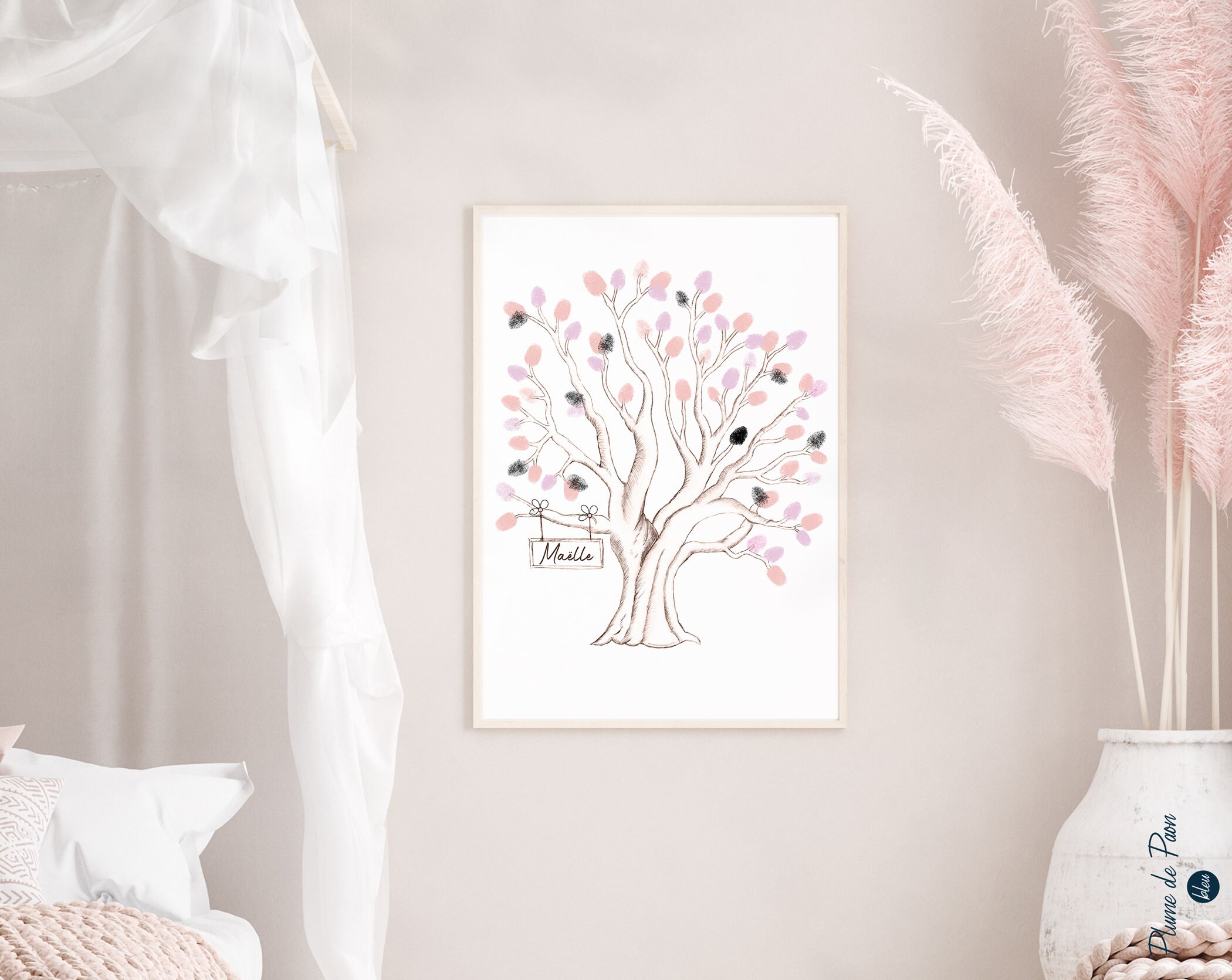 Personalized Fingerprint Tree | Poster or Framed Print | Guest Book for ...