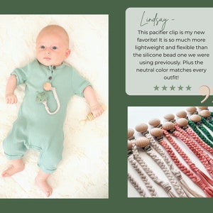 Braided Pacifier Clip |boho Binky Clip, Wooden Teether Clip, Gender ...